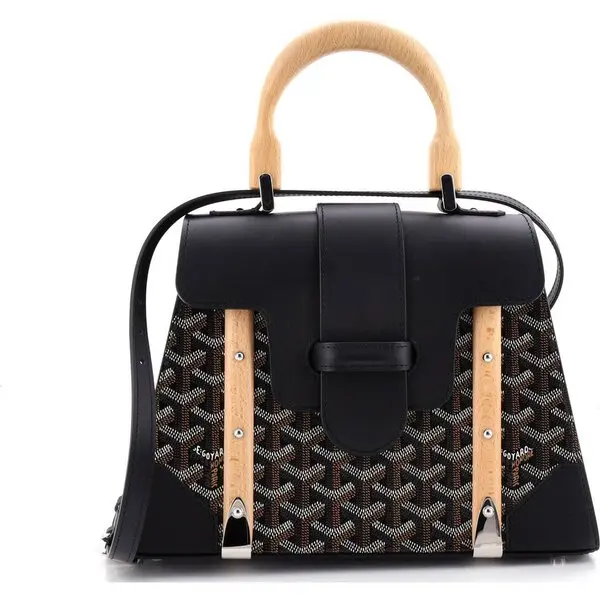 Goyard Saigon Top Handle Bag Coated Canvas With Leather Pm - Black