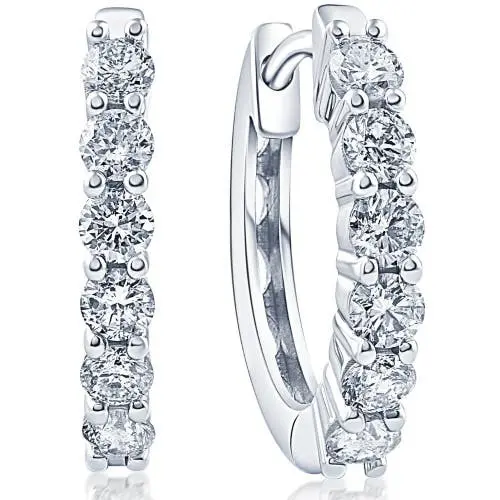 BLISS DIAMOND 3/4ct Tw Lab Grown Diamond Hoop Earrings - Silver