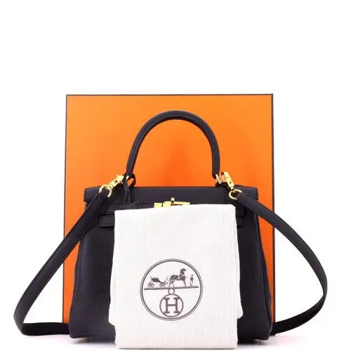 Hermès Kelly Handbag Black Togo With Gold Hardware 25 - Noir