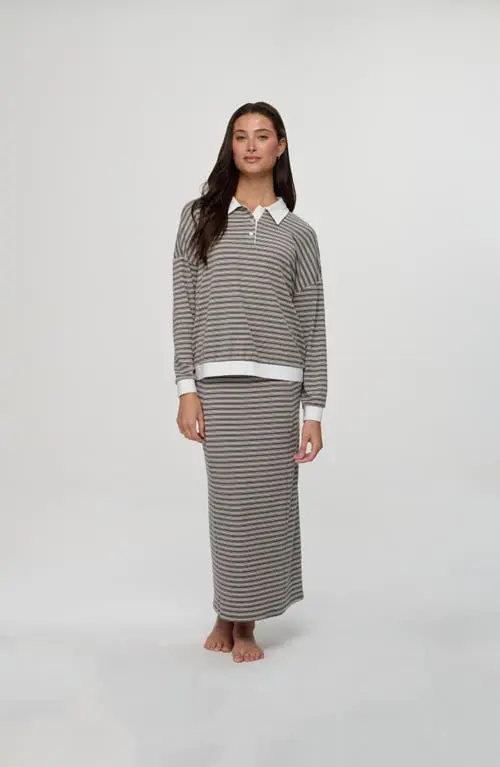 BY TESS COLLECTION Kyra Striped Maxi Skirt - Grey
