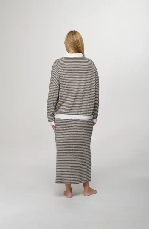 BY TESS COLLECTION Kyra Striped Maxi Skirt - Grey