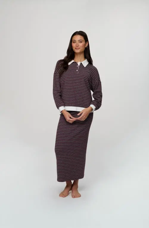 BY TESS Collection Kyra Striped Maxi Skirt - Wine