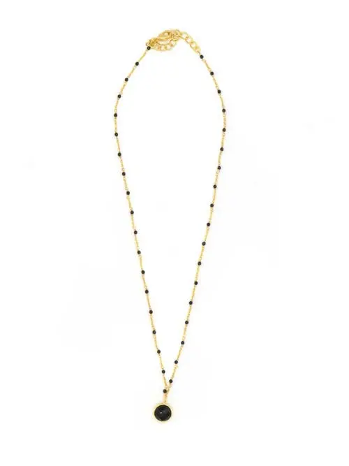 FAIR ANITA Beaded Gold Drop Necklace With Stone
