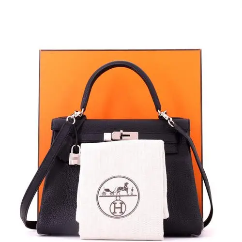 Hermès Kelly Handbag Togo With Palladium Hardware 28 - Black