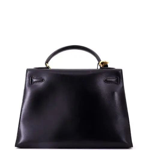 Hermès Kelly Handbag Black Box Calf With Gold Hardware 32