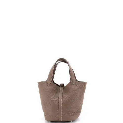 Hermès Monochrome Picotin Lock Bag Clemence Pm - Etoupe