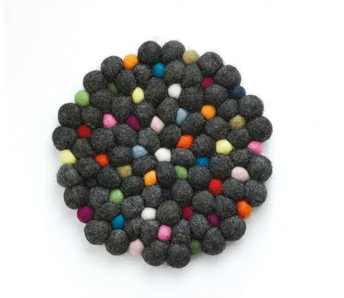 CILIO Fair Trade Virgin Sheep Wool Trivet, Handcrafted In Nepal - Charcoal