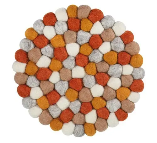 CILIO Fair Trade Virgin Sheep Wool Trivet, Handcrafted In Nepal - Pink