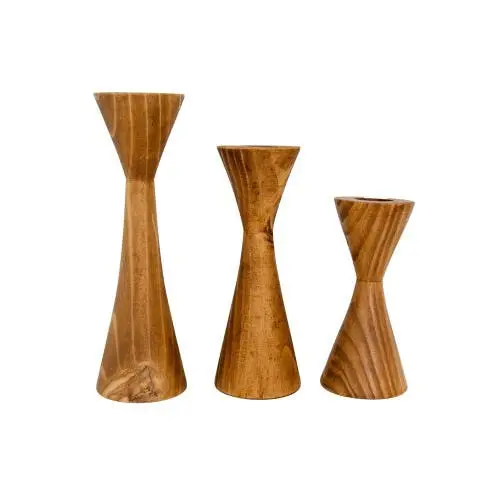 KANJU INTERIORS Geo Tealight Wooden Candle Holder - Cognac - Medium