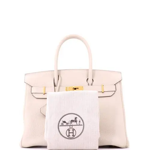 Hermès Birkin Handbag Light Togo With Gold Hardware 30 - Craie