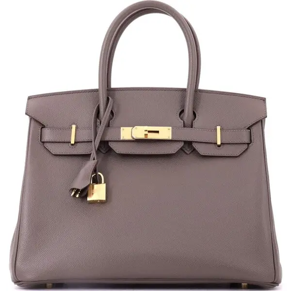 Hermès Birkin Handbag Grey Epsom With Gold Hardware 30 - Etain