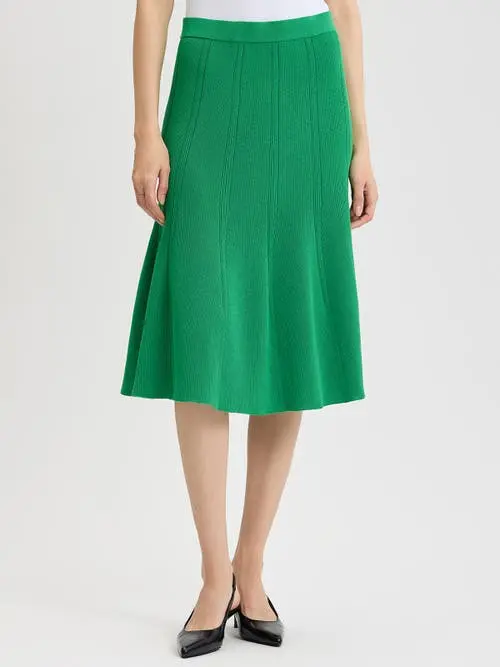 Misook Flared Soft Knit Midi Skirt