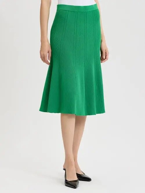Misook Flared Soft Knit Midi Skirt
