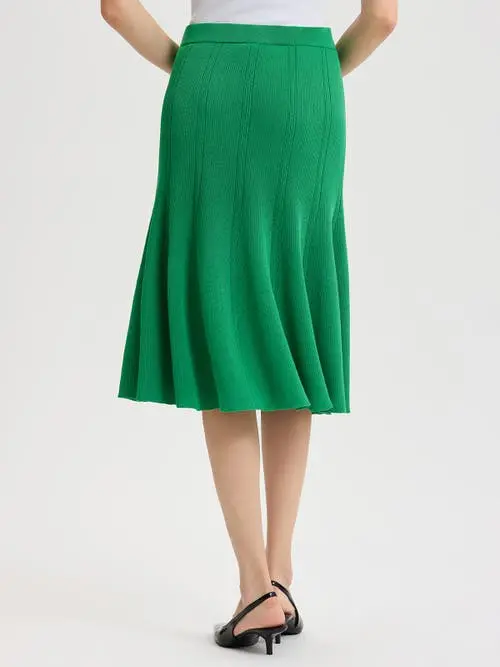 Misook Flared Soft Knit Midi Skirt