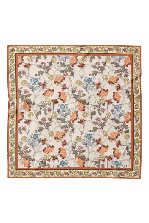 ELIZABETTA Ravellosilk Pocket Square For - Rust