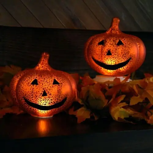 MR. HALLOWEEN Set Of 2 Mini Mercury Glass Jack-o-lanterns