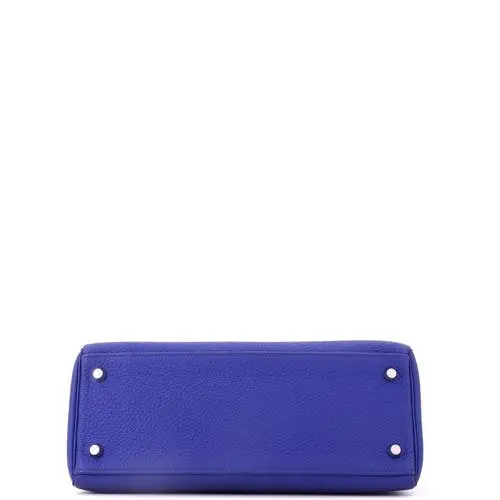 Hermès Kelly Handbag Togo With Palladium Hardware 28 - Blue