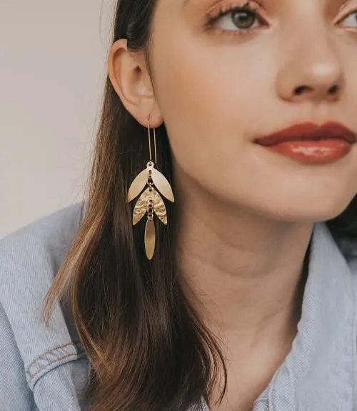 MATR BOOMIE Chameli Leaf Chandelier Dangle Earrings
