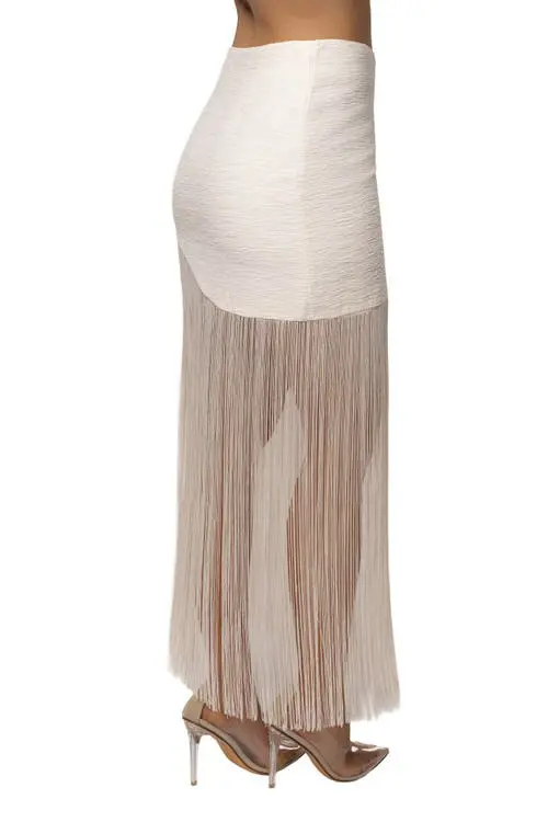 JLUXLABEL High Waist Fringe Maxi Skirt