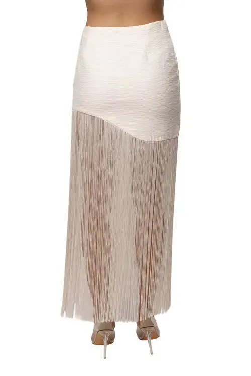 JLUXLABEL High Waist Fringe Maxi Skirt