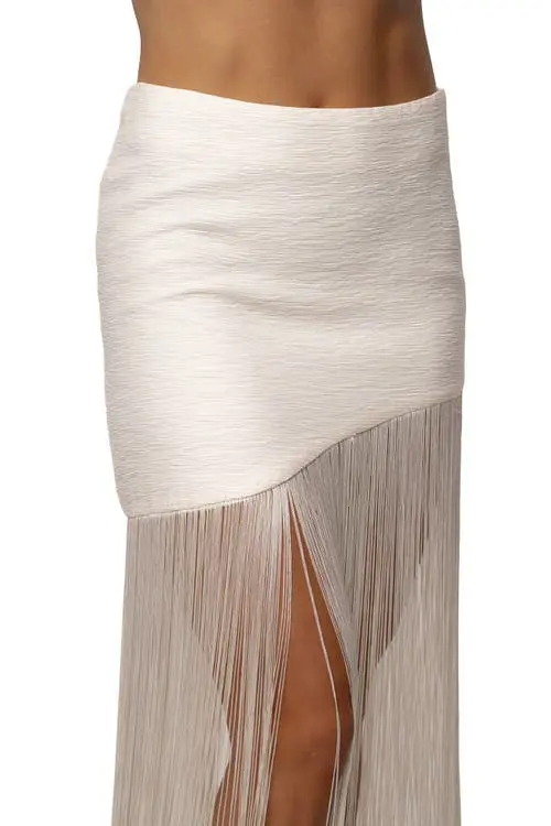 JLUXLABEL High Waist Fringe Maxi Skirt