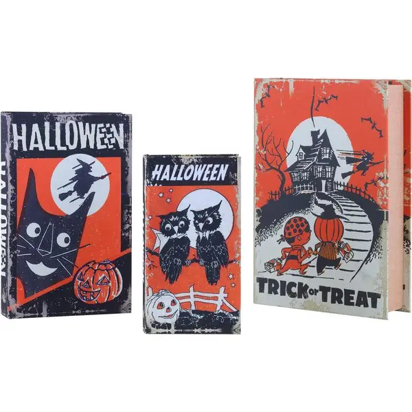 MR. HALLOWEEN Set Of 3 Retro Nested Storage Books - Multicolor