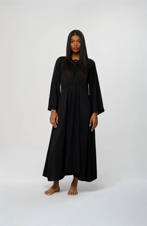 BY TESS COLLECTION Tie Neck Maxi Dress - Black