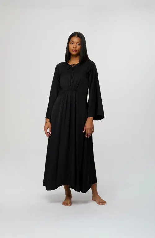 BY TESS COLLECTION Tie Neck Maxi Dress - Black