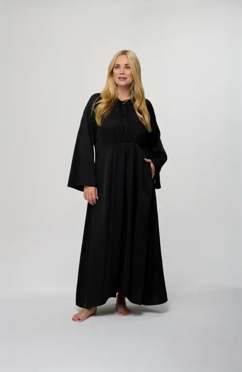 BY TESS COLLECTION Tie Neck Maxi Dress - Black