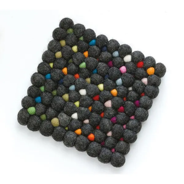 CILIO Fair Trade Virgin Sheep Wool Trivet, Handcrafted In Nepal - Charcoal