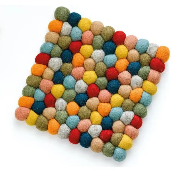 CILIO Fair Trade Virgin Sheep Wool Trivet, Handcrafted In Nepal - Multicolor