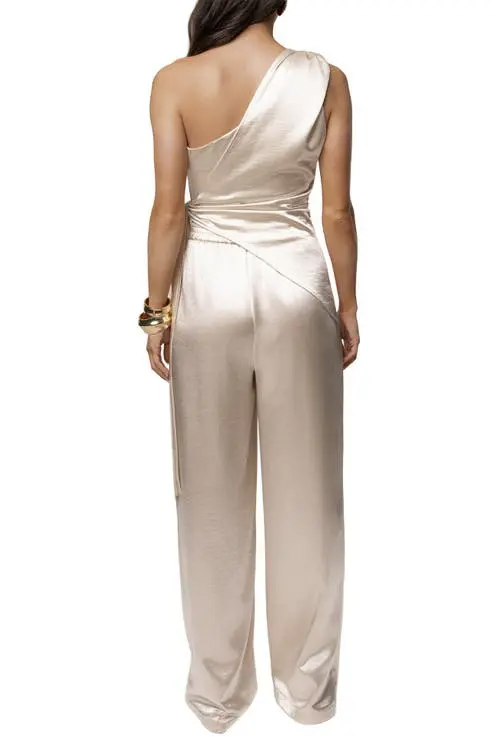 JLUXLABEL Palmera Asymmetrical Satin One-shoulder Top With Knot Detailing