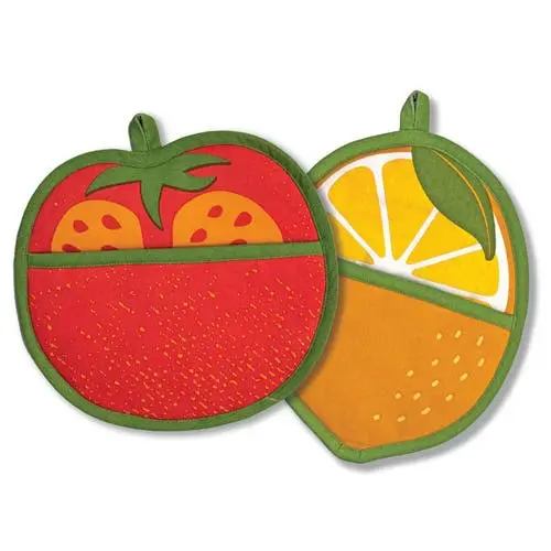 THE NEIGHBORGOODS Tomato & Lemon Pot Holders Set Of 2