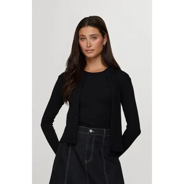 BY TESS COLLECTION Ribbed Tank Twinset - Black
