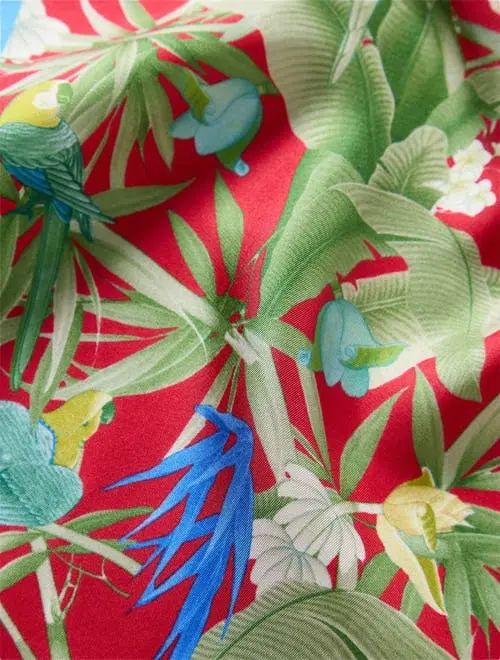 Robert Talbott York Tropical Floral Pocket Square - Blue/red