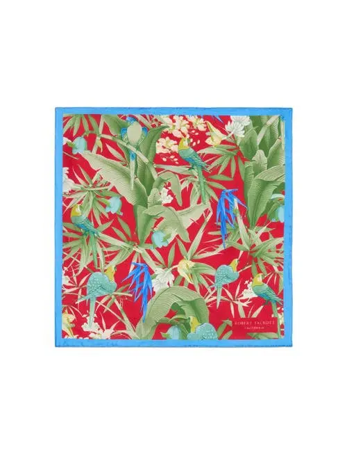 Robert Talbott York Tropical Floral Pocket Square - Blue/red