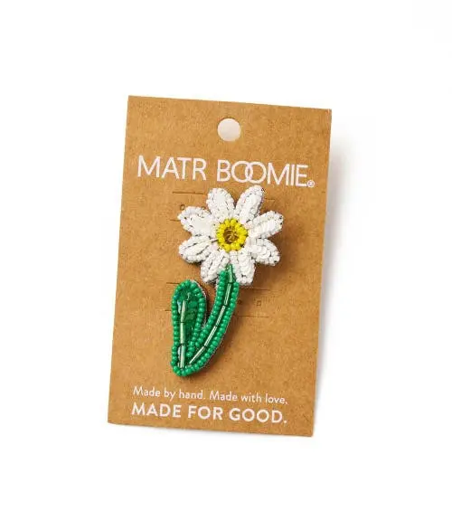 MATR BOOMIE Bala Mani Beaded Daisy Brooch Pin