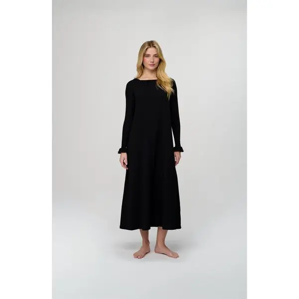 BY TESS COLLECTION Ana Ribbed Midi Dress - Black