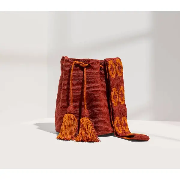 ONE THREAD COLLECTIVE Terracotta Crocheted Mochila Bag