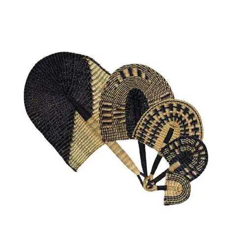 INDEGO AFRICA Quintet Ghanaian Fansset Of 5 - Black & Natural