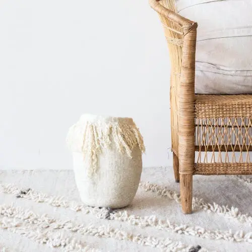 KANJU INTERIORS Fringed Skirt Mohair Decorative Wool Basket