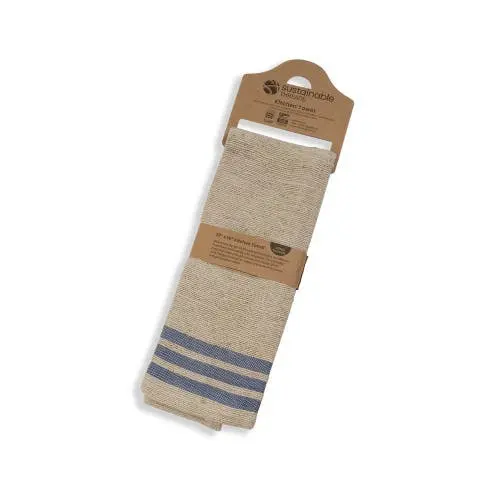 SUSTAINABLE THREADS Handwoven Kora Cotton Kitchen Towels - Blue