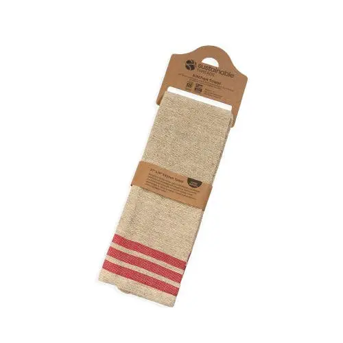 SUSTAINABLE THREADS Handwoven Kora Cotton Kitchen Towels - Red