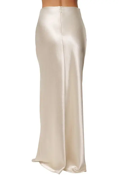 JLUXLABEL Tradition Satin Maxi Skirt - Champagne