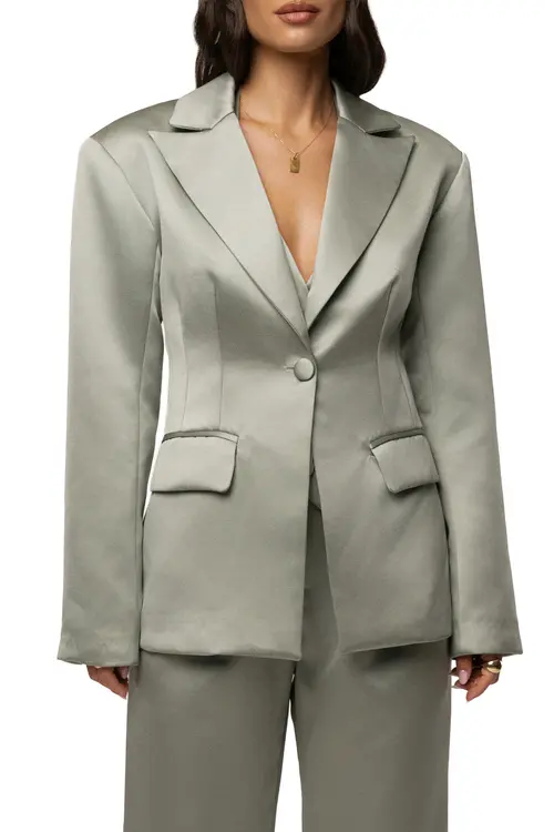 JLUXLABEL Victoria Satin Blazer - Sage