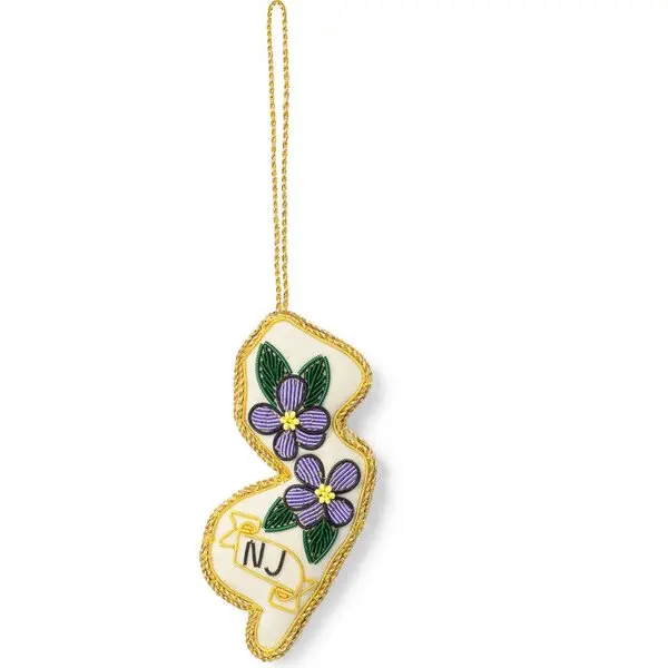 MATR BOOMIE New Jersey State Violet Beaded Fabric Ornamentembroidered - Cream