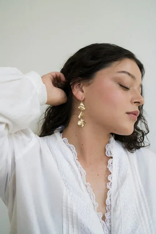 MATR BOOMIE Sayuri Ginkgo Leaf Triple Drop Earrings