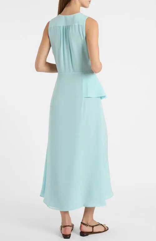 Santorelli Cona Silk Midi Dress With Ruffle Panel