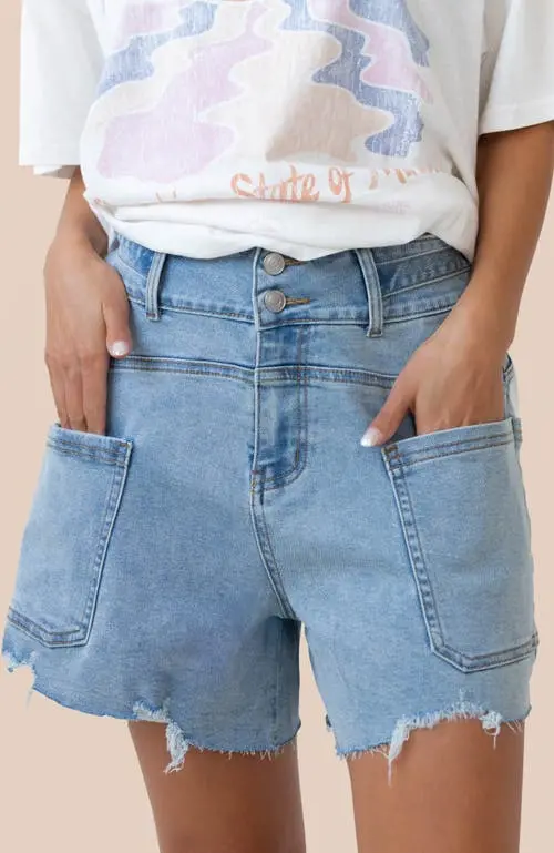NANI Denim High-rise Relaxed Fit Shorts With Adjustable Waist - Denim Wash