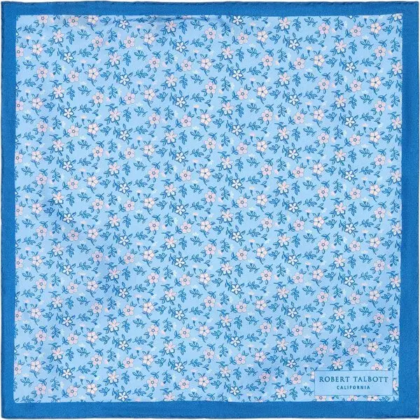 Robert Talbott York Flower Multi Pocket Square - Light Blue